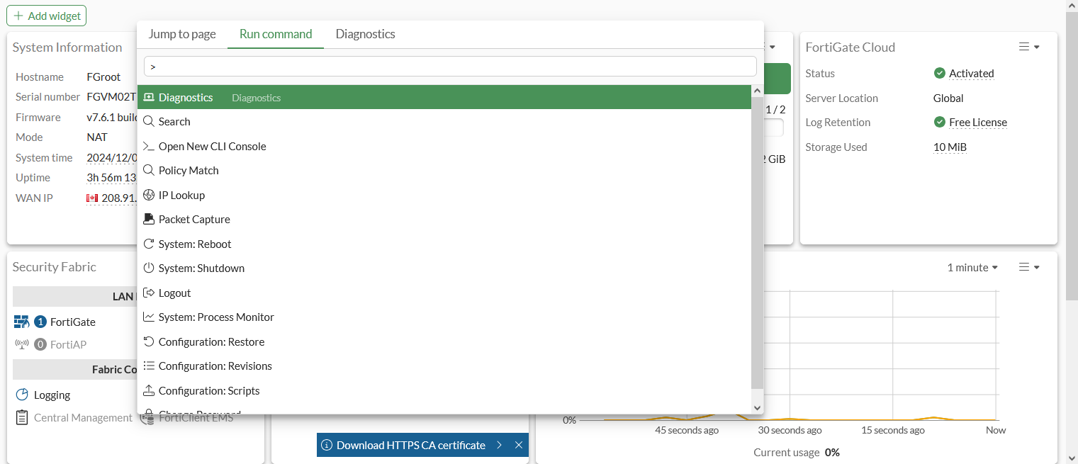 Command palette | FortiGate / FortiOS 7.6.4 | Fortinet Document Library